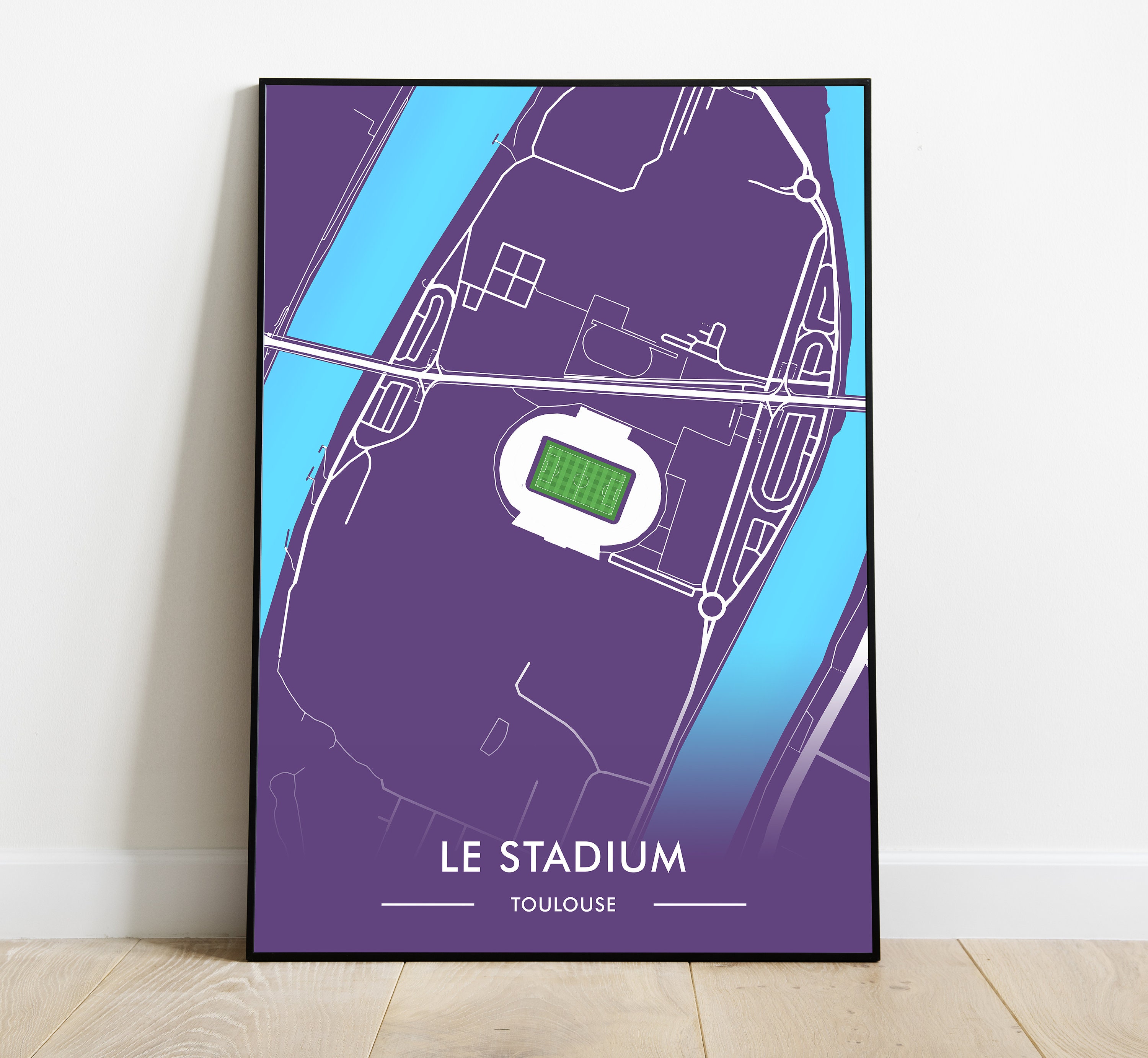 Stadium Map Poster Toulouse Printed Illustration Ideal Gift Idea for ...