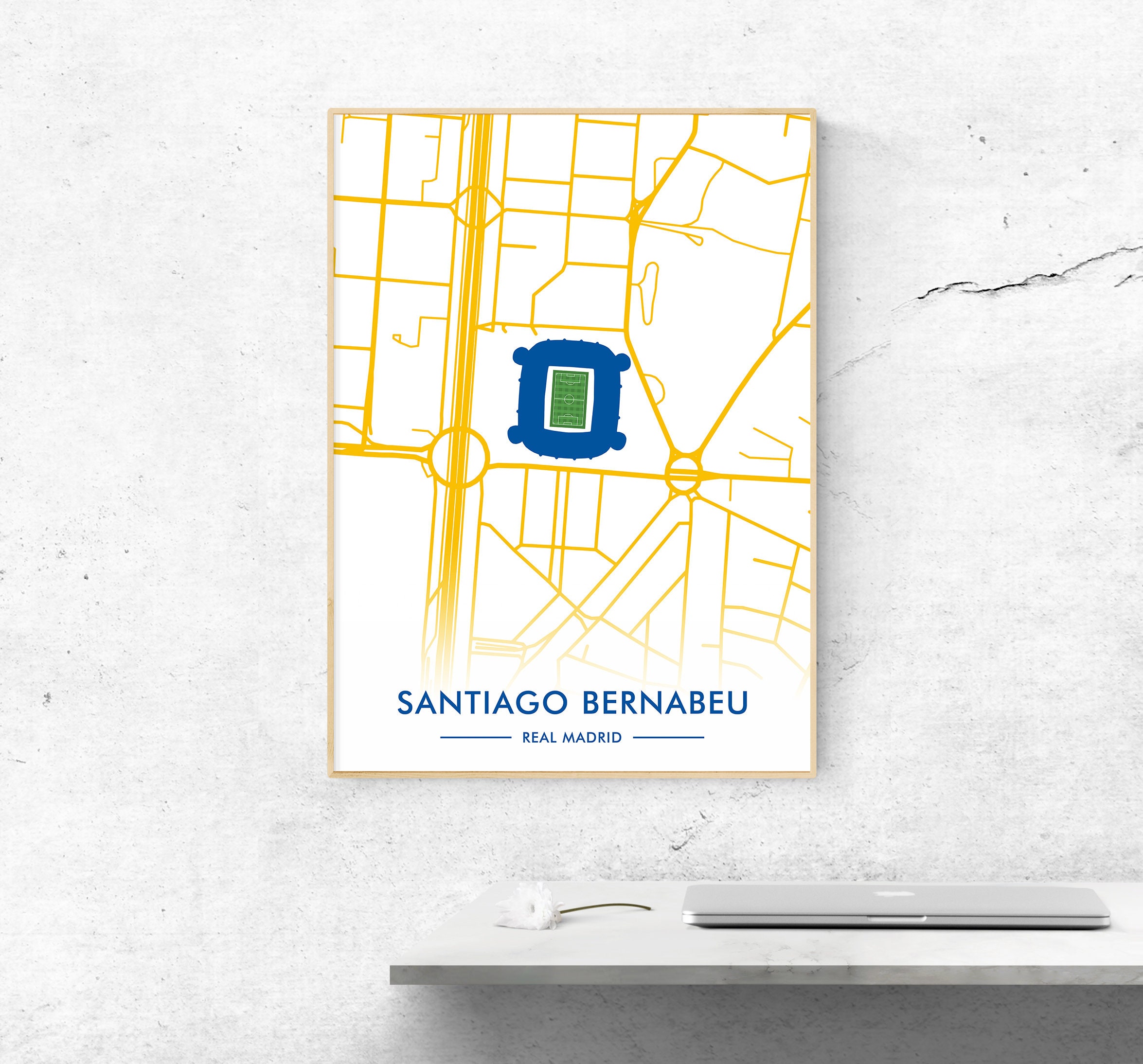 Santiago Bernabeu Stadium Map Poster Madrid Printed - Etsy