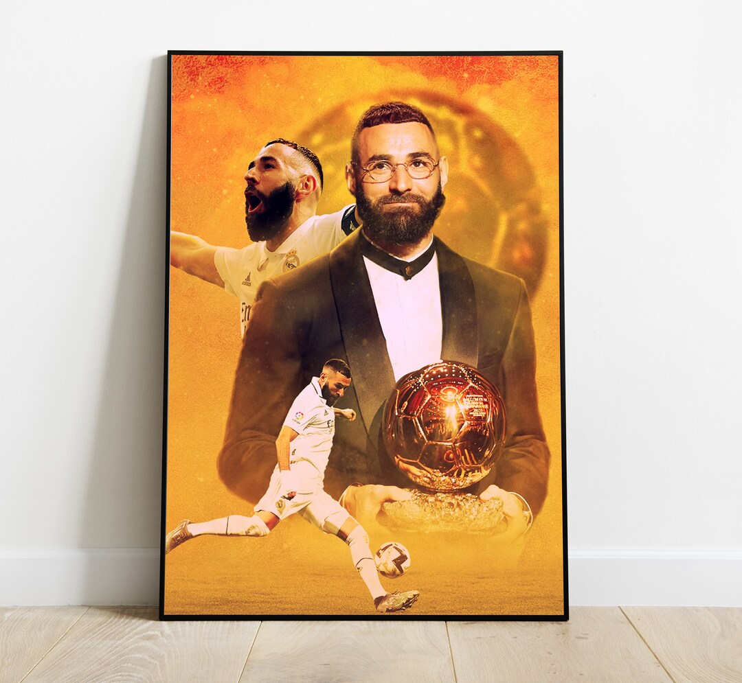 Karim Benzema Poster - Ballon D'or 2022 - Football Wall Decoration ...