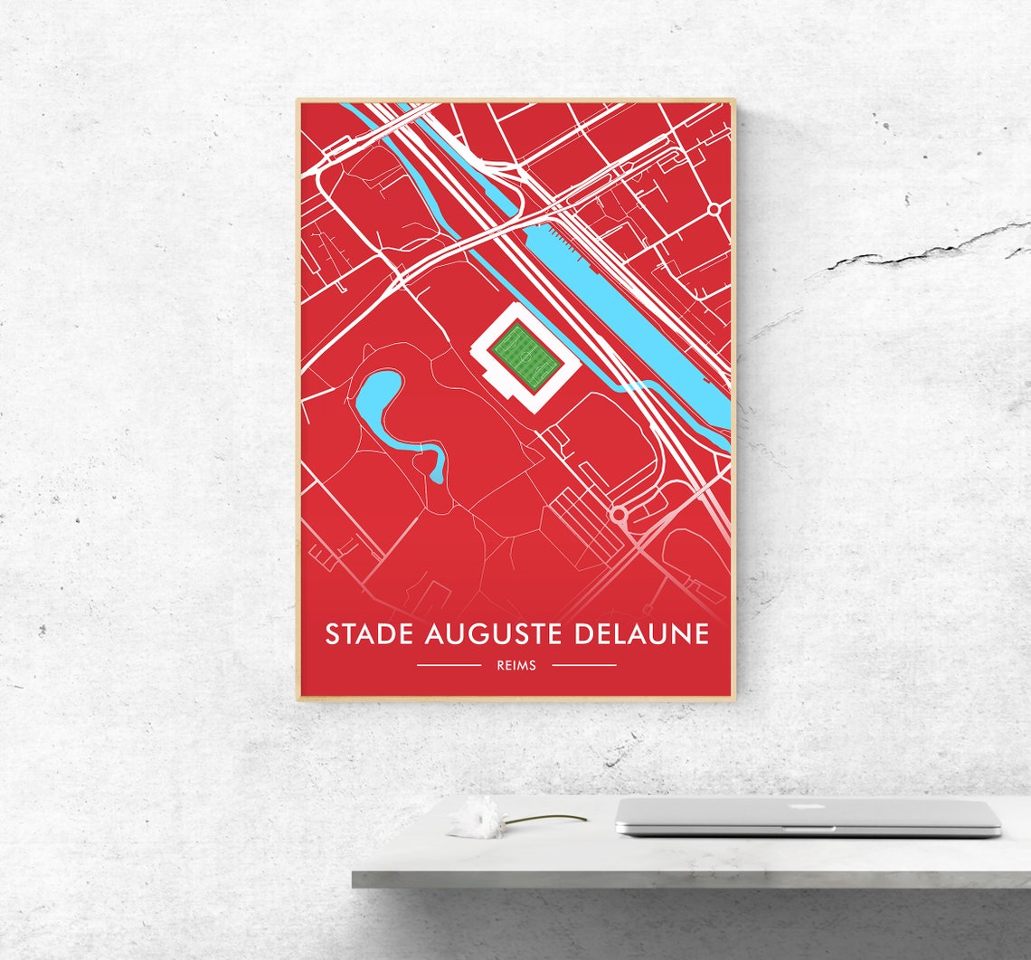 Affiche Plan du Stade Auguste Delaune - Reims - Illustration imprimée ...