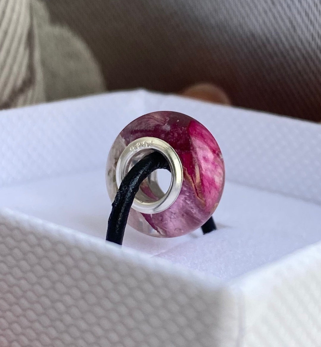 Personalised Preserved Flower Funeral Bead in Sterling Silver. to Fit ...