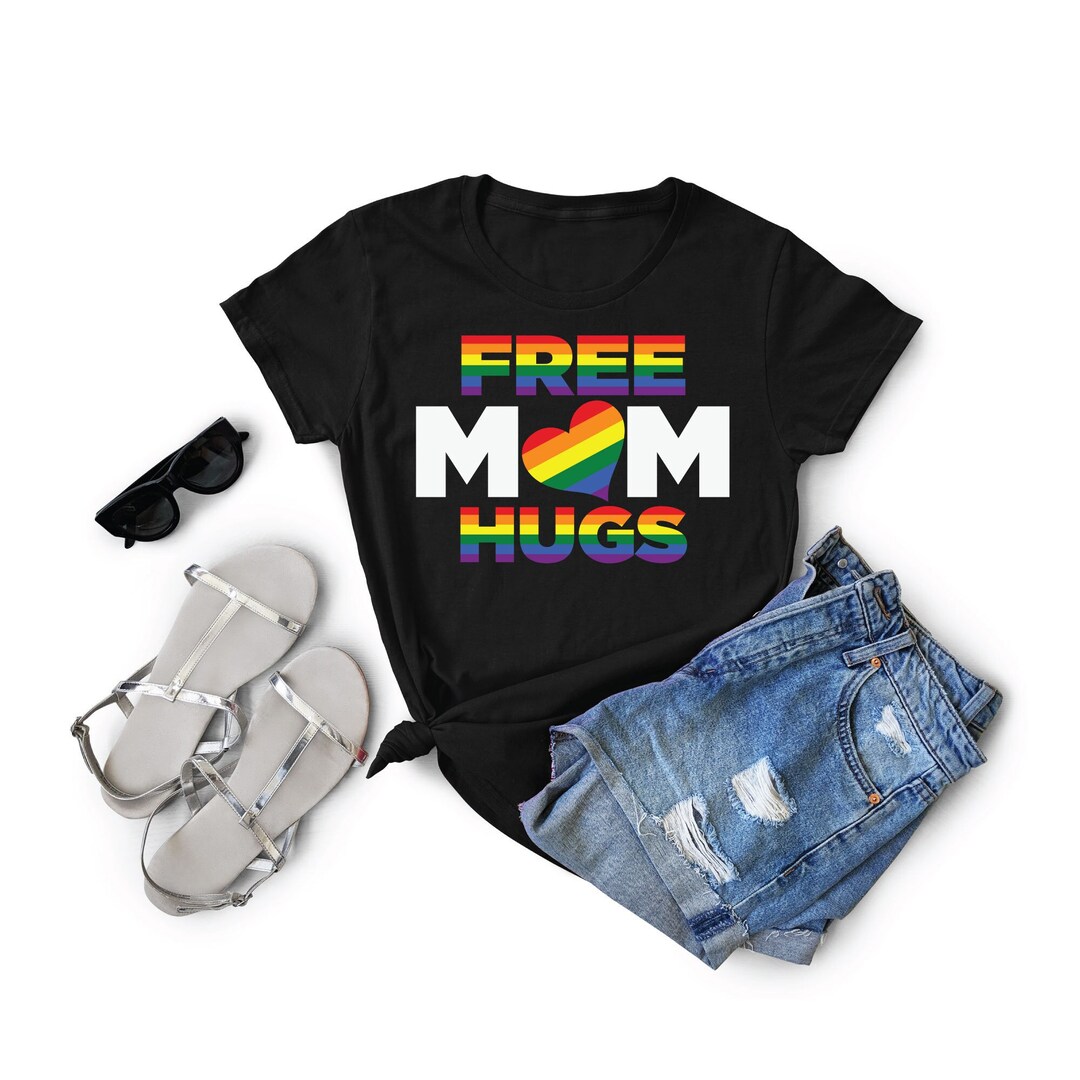 Pride Flag Free Mom Hugs Tee | Pride T Shirt | Proud Mom Shirt | LGBT ...