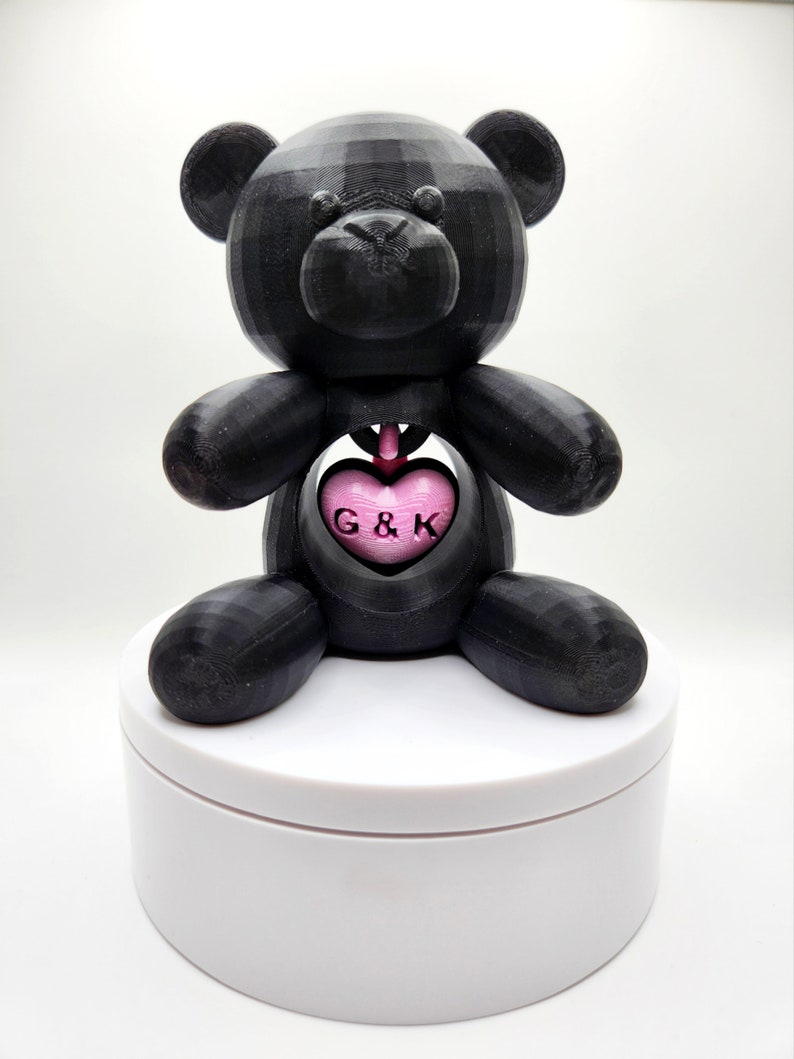 3D Printed Teddy Bear With Heart, Personalized, Custom, Valentine's Day ...