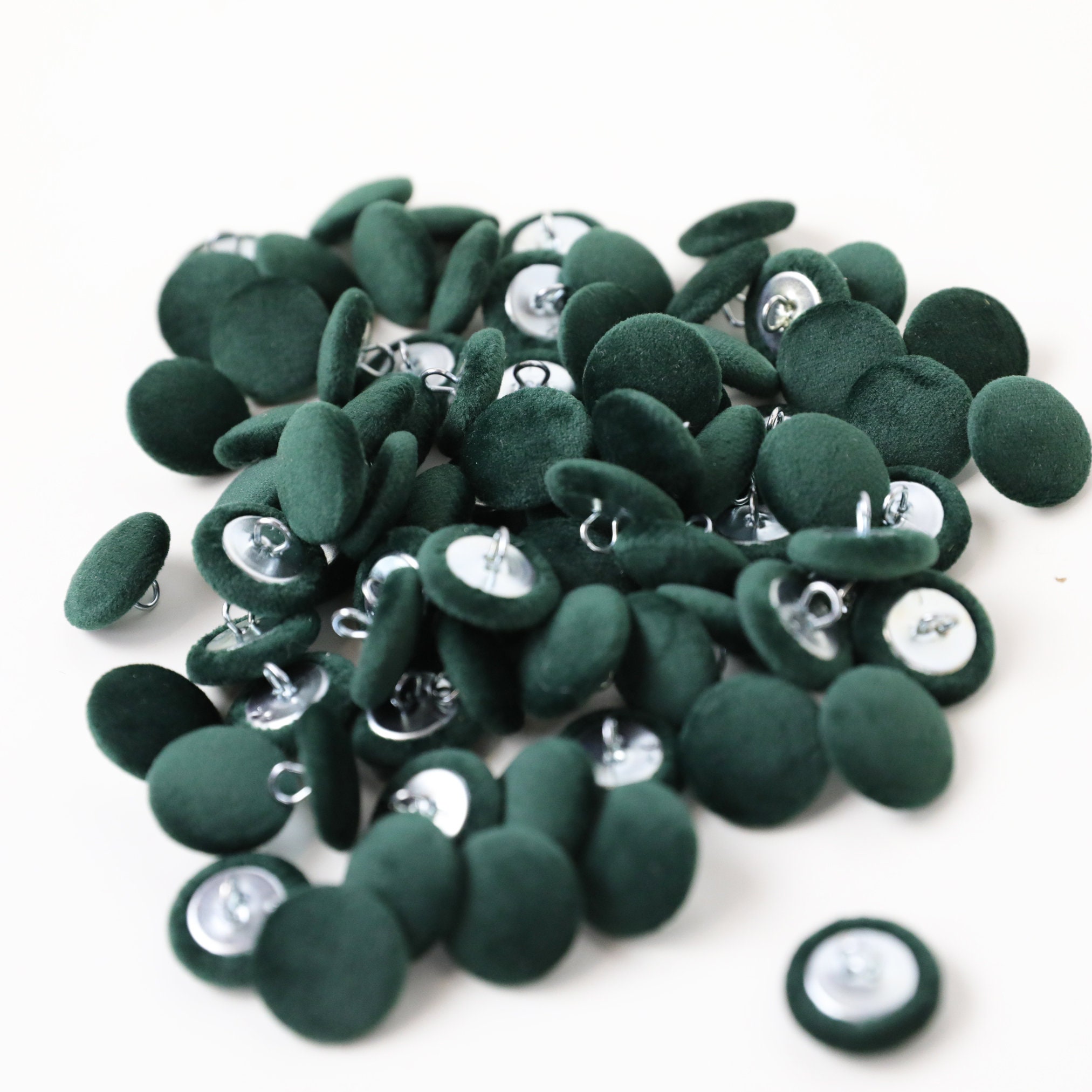 Plush Velvet Upholstery & Furnishing Loop Back Buttons in Orange, Green ...