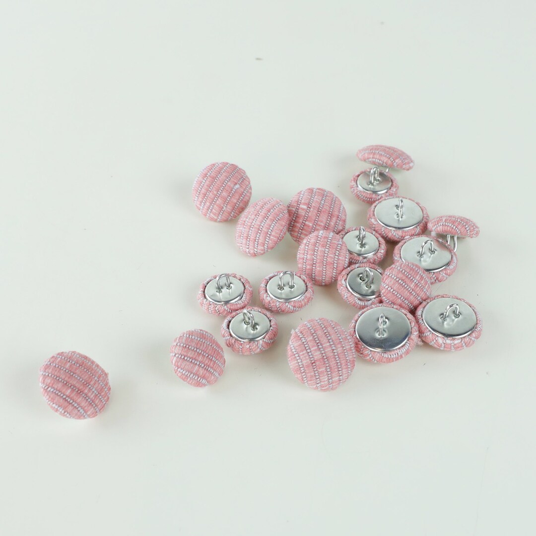 Pink Cotton Textured Stripe Upholstery & Furnishing Loop Back Buttons ...