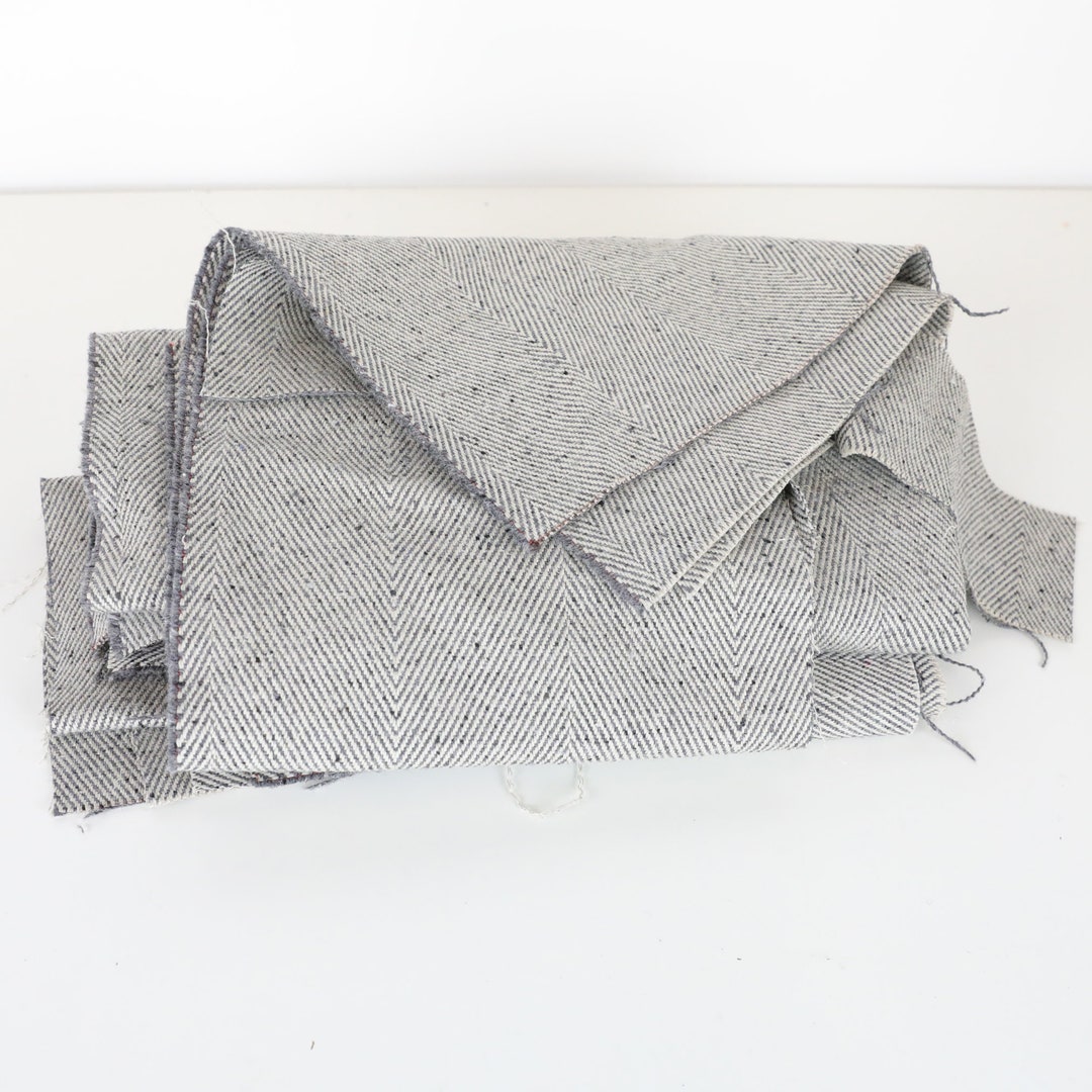 Eco Recycled Wool Herringbone Fabric Offcuts Remnants Scraps Grey 1KG ...