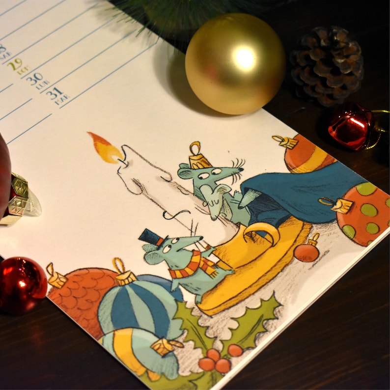 Calendar 2024 BOOK MICE Art Print Wall Art Year Decoration Illustration ...