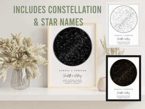 Custom Star Map Star Labels constellation Mapstars Map - Etsy