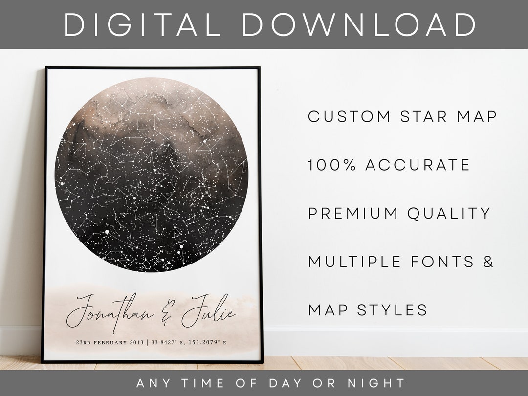DIGITAL Custom Star Map Download Gift for Him Gift for Her 1st ...