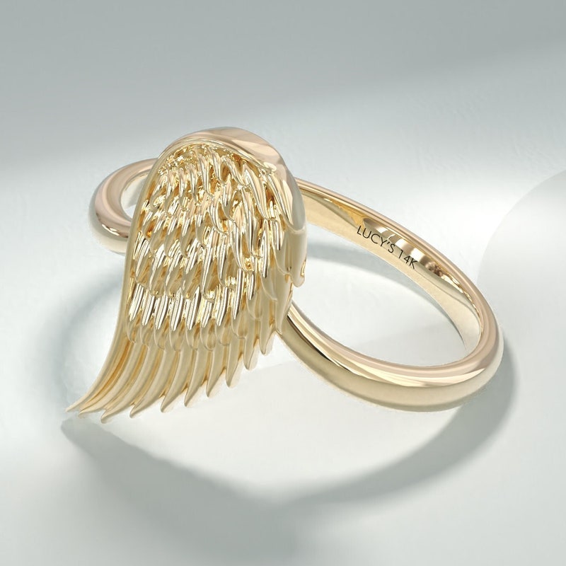 Gold Angel Wing Ring - Etsy