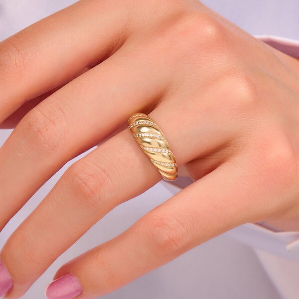 Gold Croissant Ring - Etsy UK