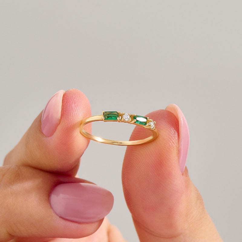 Emerald Stacking Ring - Etsy