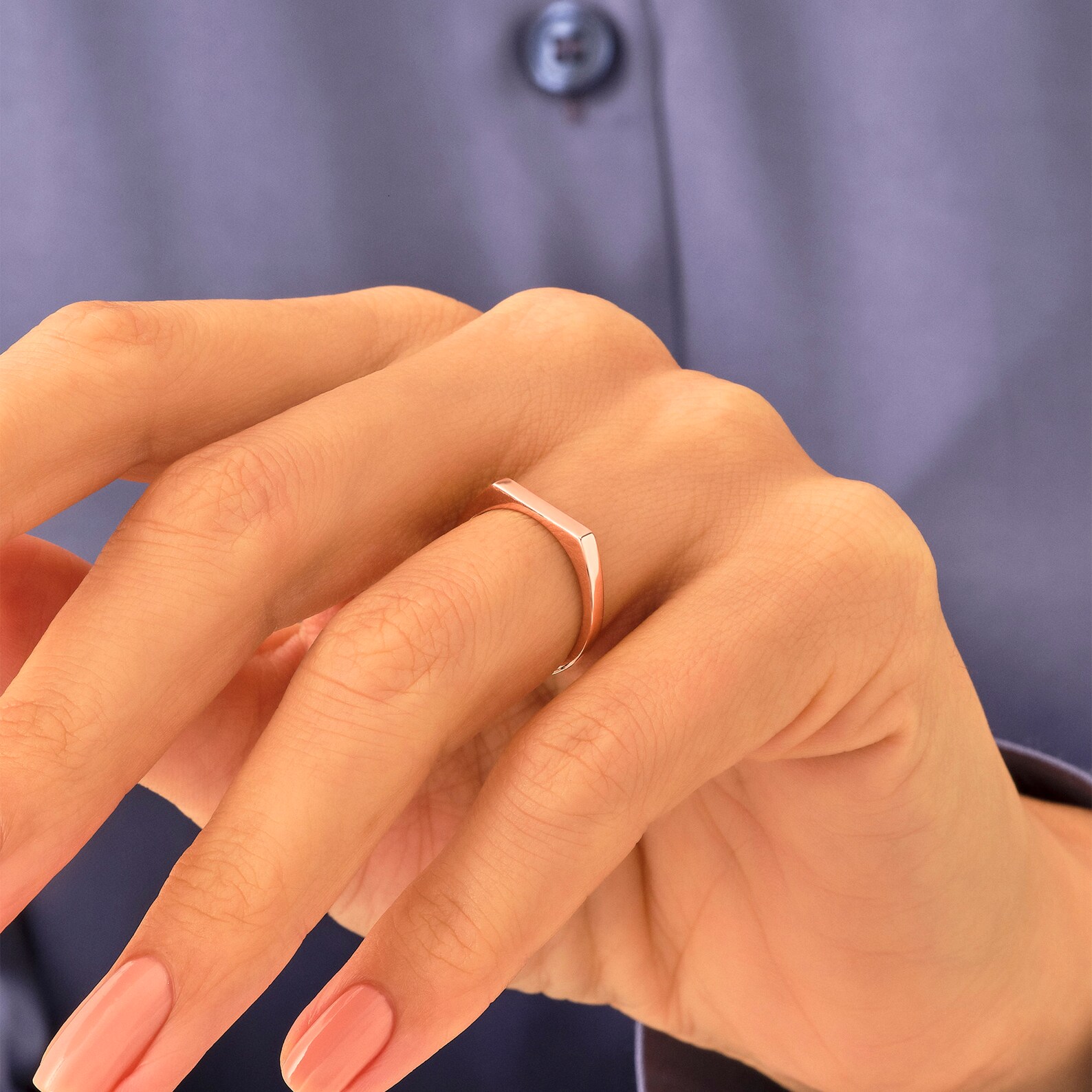 14k Solid Gold Signet Bar Ring Flat Bar Ring Women Modern - Etsy