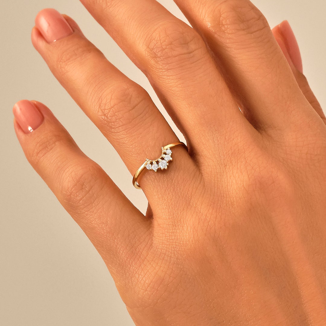 Diamond Royal Curve Nesting Ring Stacking Ring 14k 18k 10k - Etsy