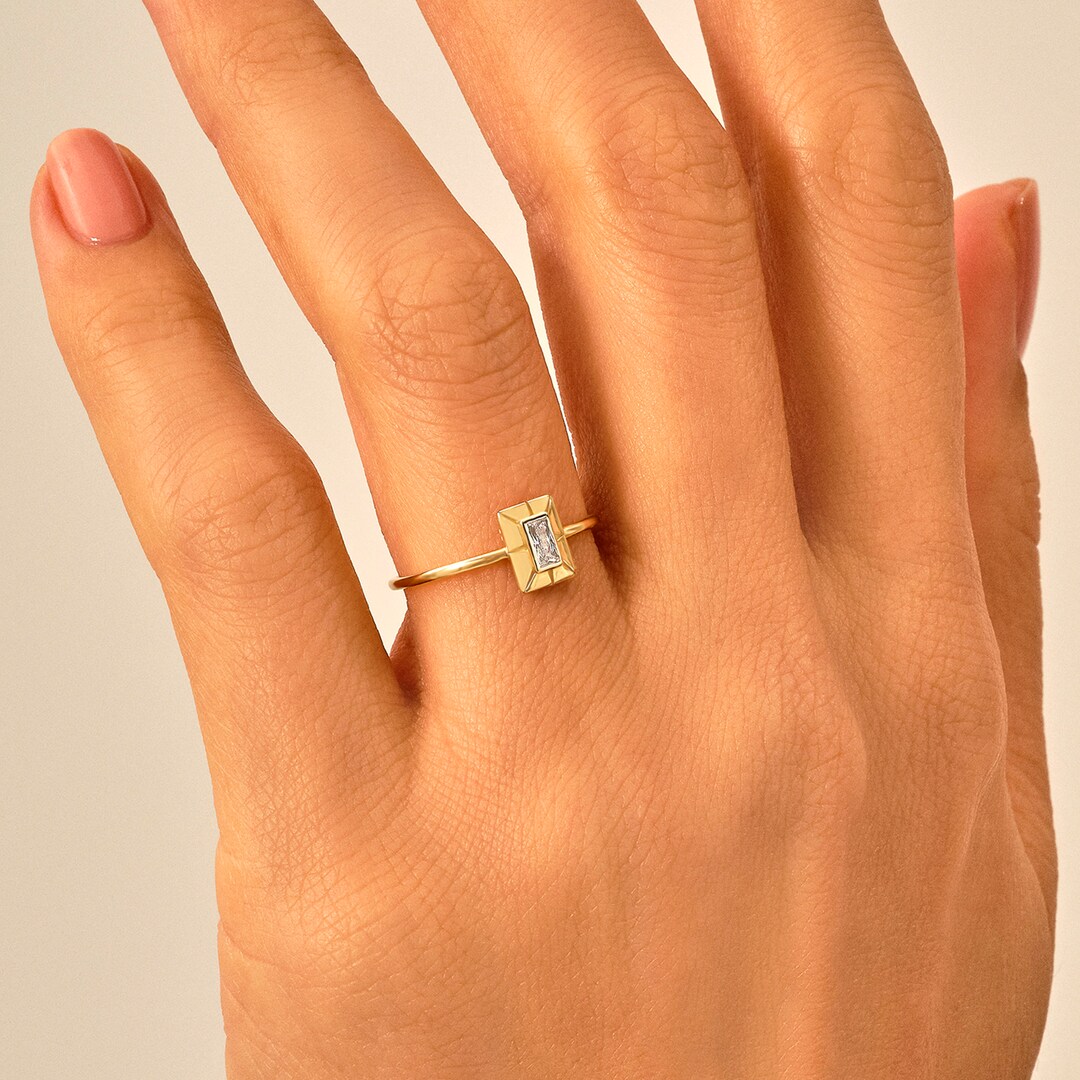 Diamond Vintage Baguette Ring 14k Baguette Diamond Ring - Etsy