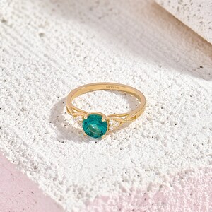 14k Dark Green Engagement Ring, Vintage Anniversary Ring Women, Solid ...