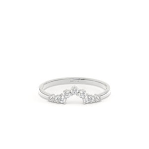 Arched Diamond Curve Ring, 14k Wedding Ring Enhancer, Solid Gold ...