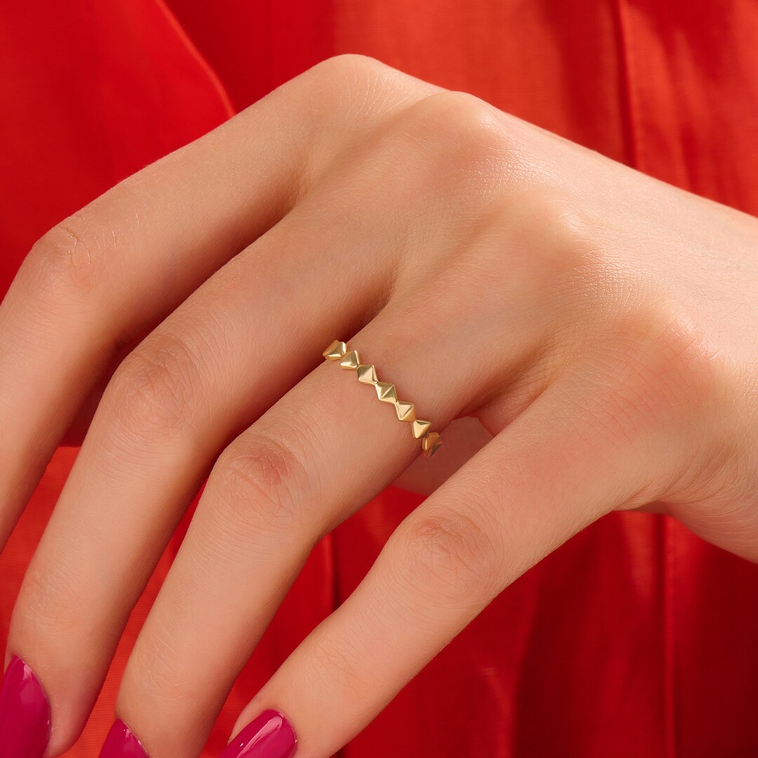 Rhombus Wedding Band 14k-18k-10k Solid Gold Geometric - Etsy UK