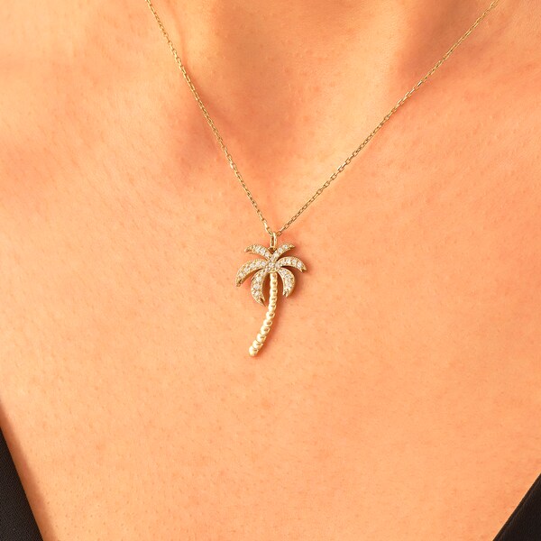 Diamond Palm Tree Necklace - Etsy
