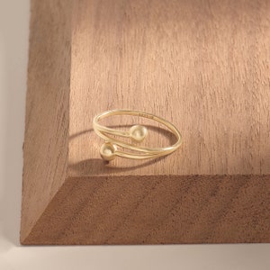 Ball Bypass Ring by Lucys Fine 14k 18k 10k Solid Gold Spiral Ring ...