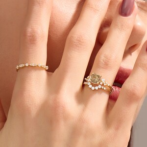 Arched Diamond Curve Ring, 14k Wedding Ring Enhancer, Solid Gold ...