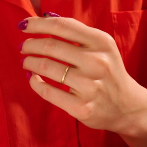 14k Geometric Wedding Band Solid Gold Stackable Ring Women - Etsy