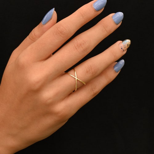 14k Gold Large X Ring - Etsy
