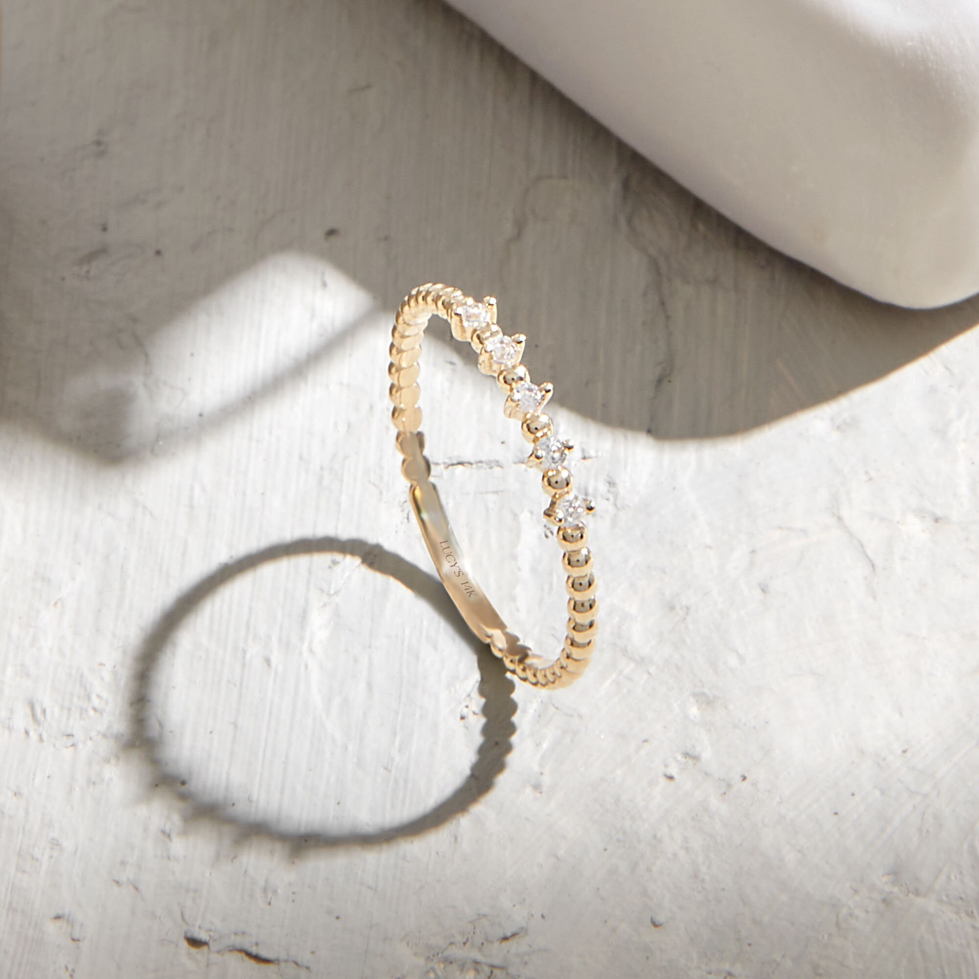 Beaded Thin Ring Enhancer Women Mini Ball Diamond Ring 14k - Etsy