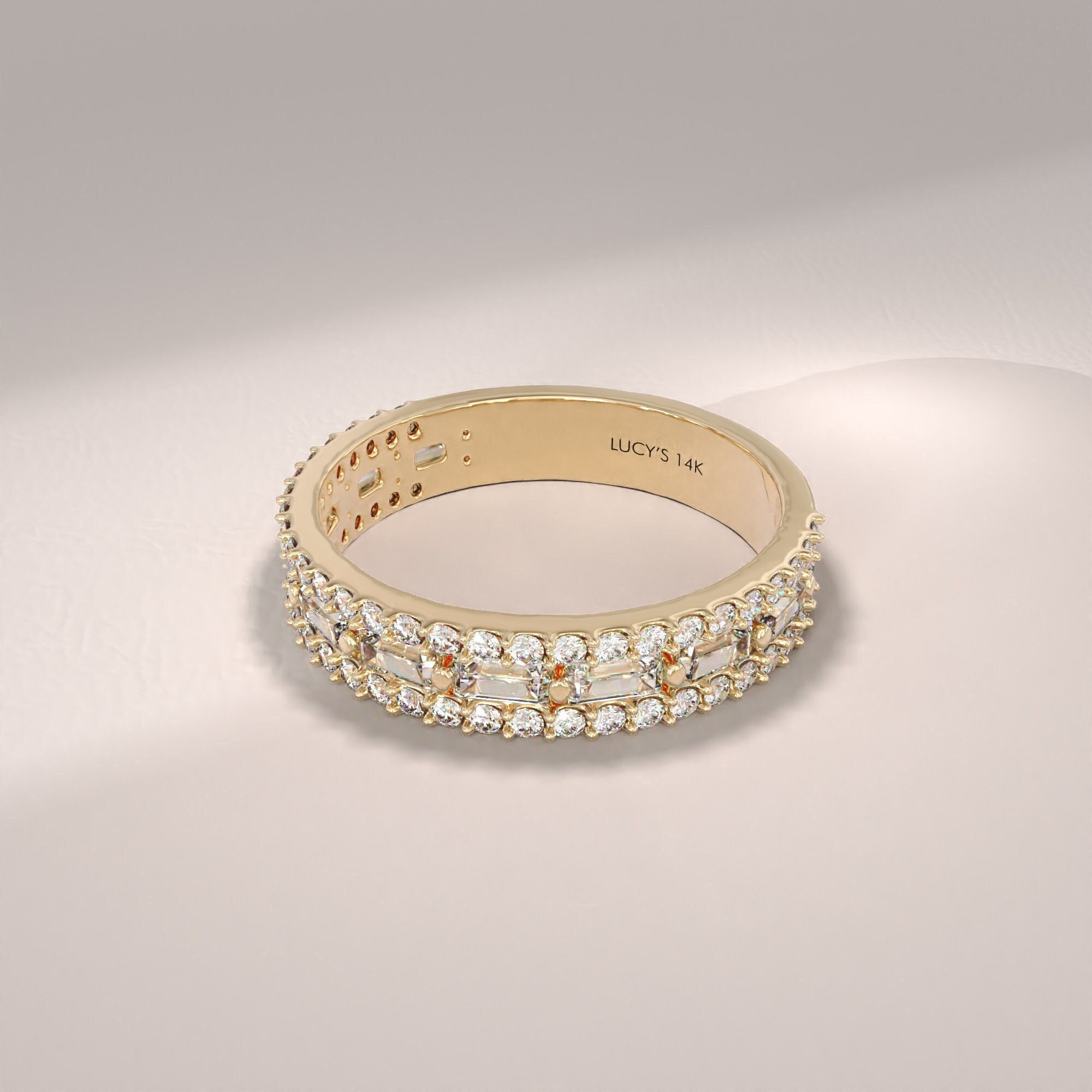 Baguette Diamant Eternity Ring 14k Solid Gold Ehering fur Frauen 0 5ctw Pave Dimond Breitbandring dicke Band Eheringe fur Sie Etsy