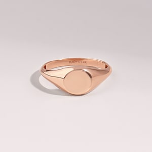 Engravable Circle Signet Ring Pinky Initial Ring 10k_14k_18k - Etsy