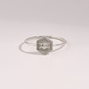 Hexagon Solar Eclipse Ring Sun & Moon Engraved Ring Crescent Moon ...