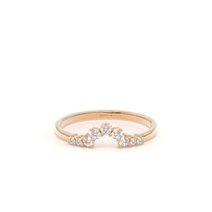 Arched Diamond Curve Ring, 14k Wedding Ring Enhancer, Solid Gold ...