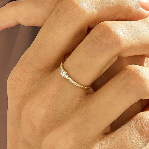 Dainty Diamond Ring Solid 14K 18K Gold Tiny Ring Small - Etsy