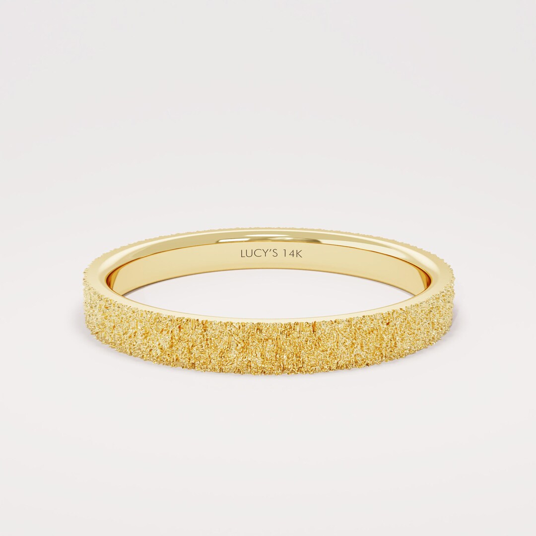 Textured Wedding Band, Solid Gold Band for Women, Couples Simple Gold Band, Thin Matching Ring ...