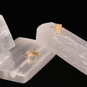 14k Sunshine Ring, Solid Real Gold Half Sun Stackable Band Women ...