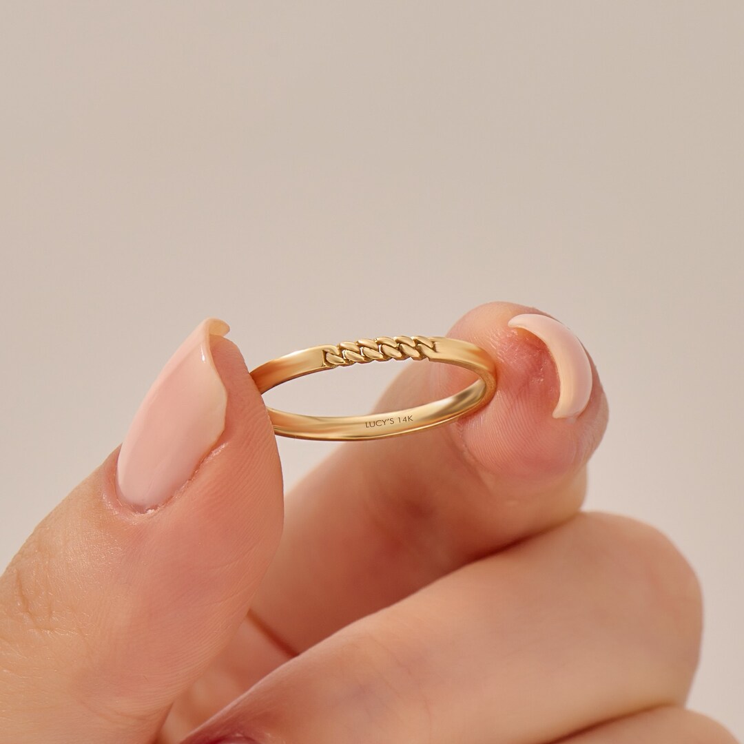 Chain Band Ring 14k Solid Gold Slim Wedding Band Women Minimalist Link ...