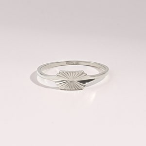 Solid Gold Sun Signet Ring 14k Real Gold Pinky Ring for Women Sun ...