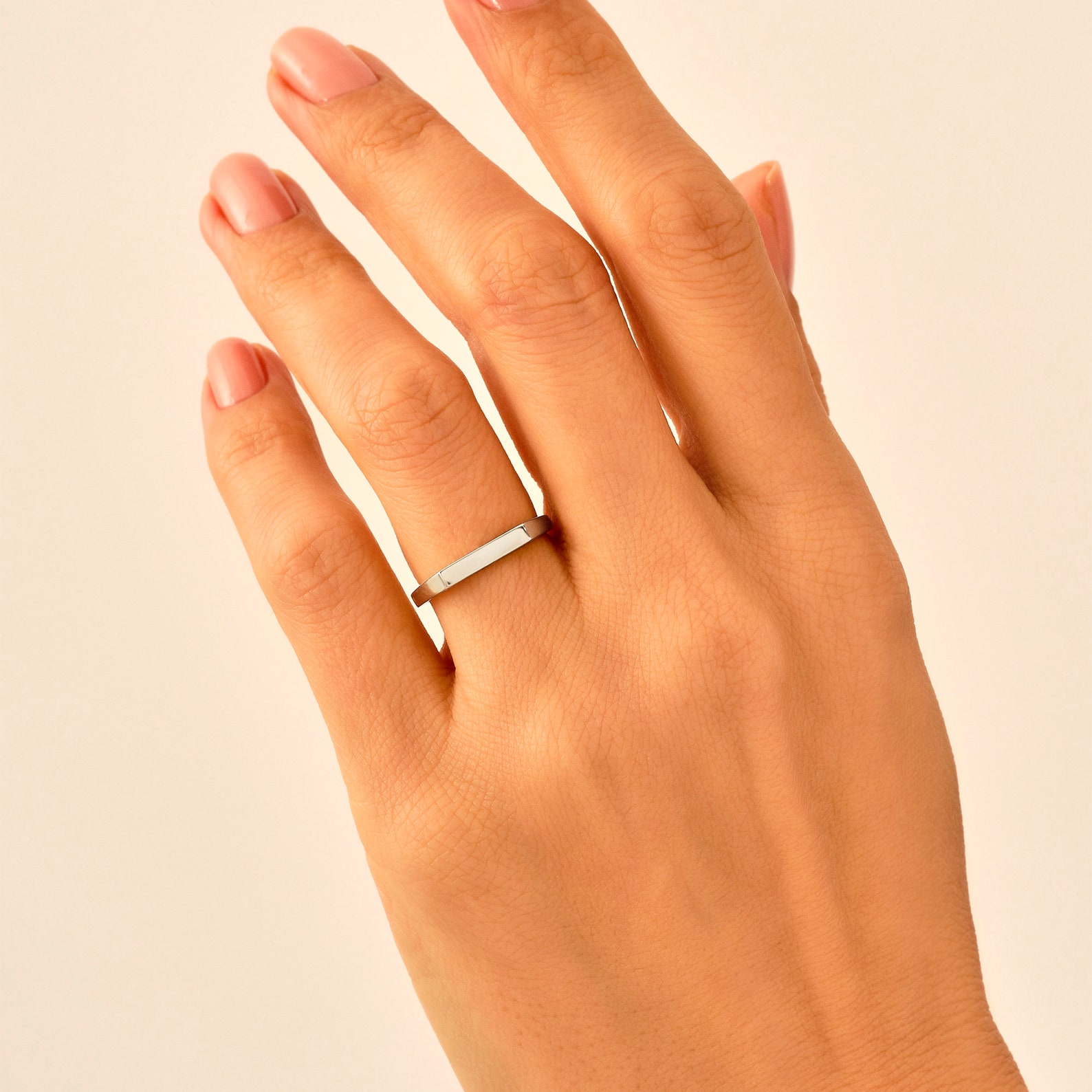 14k Solid Gold Signet Bar Ring Flat Bar Ring Women Modern - Etsy