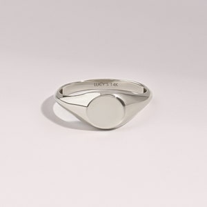 Engravable Circle Signet Ring Pinky Initial Ring 10k_14k_18k Solid Gold ...