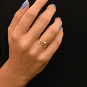 Ball Bypass Ring by Lucys Fine 14k 18k 10k Solid Gold Spiral Ring ...