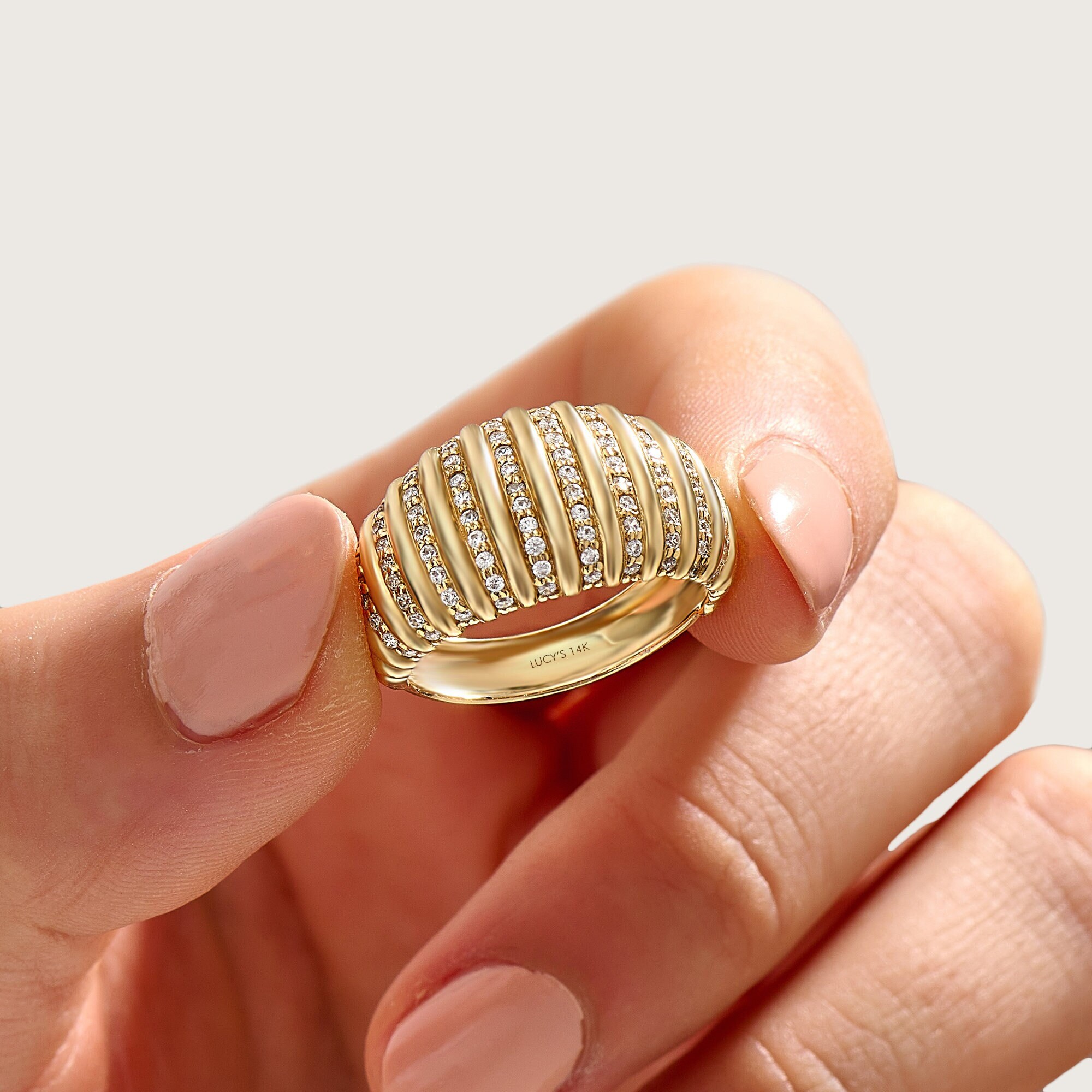 Diamond dome ring yellow gold store