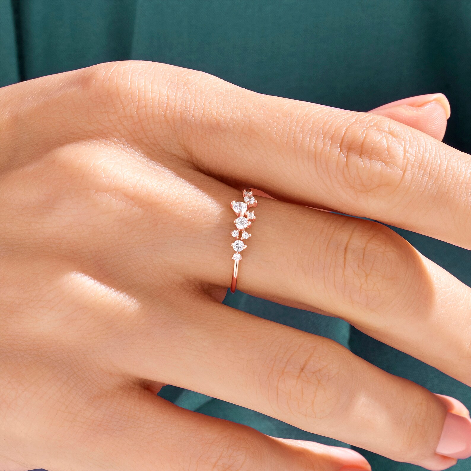 Diamond Iconic Cluster Ring 14k Solid Gold Wedding Ring - Etsy UK