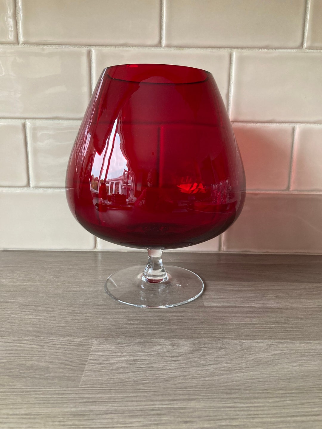 Ruby Red Large Brandy Balloon Glass /vase - Etsy