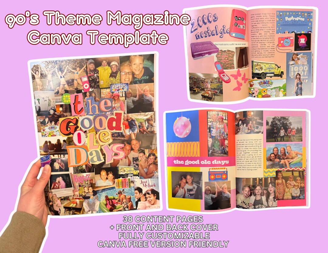 The Good Ole Days Retro 90s/2000s Memory Magazine Canva Template Free ...