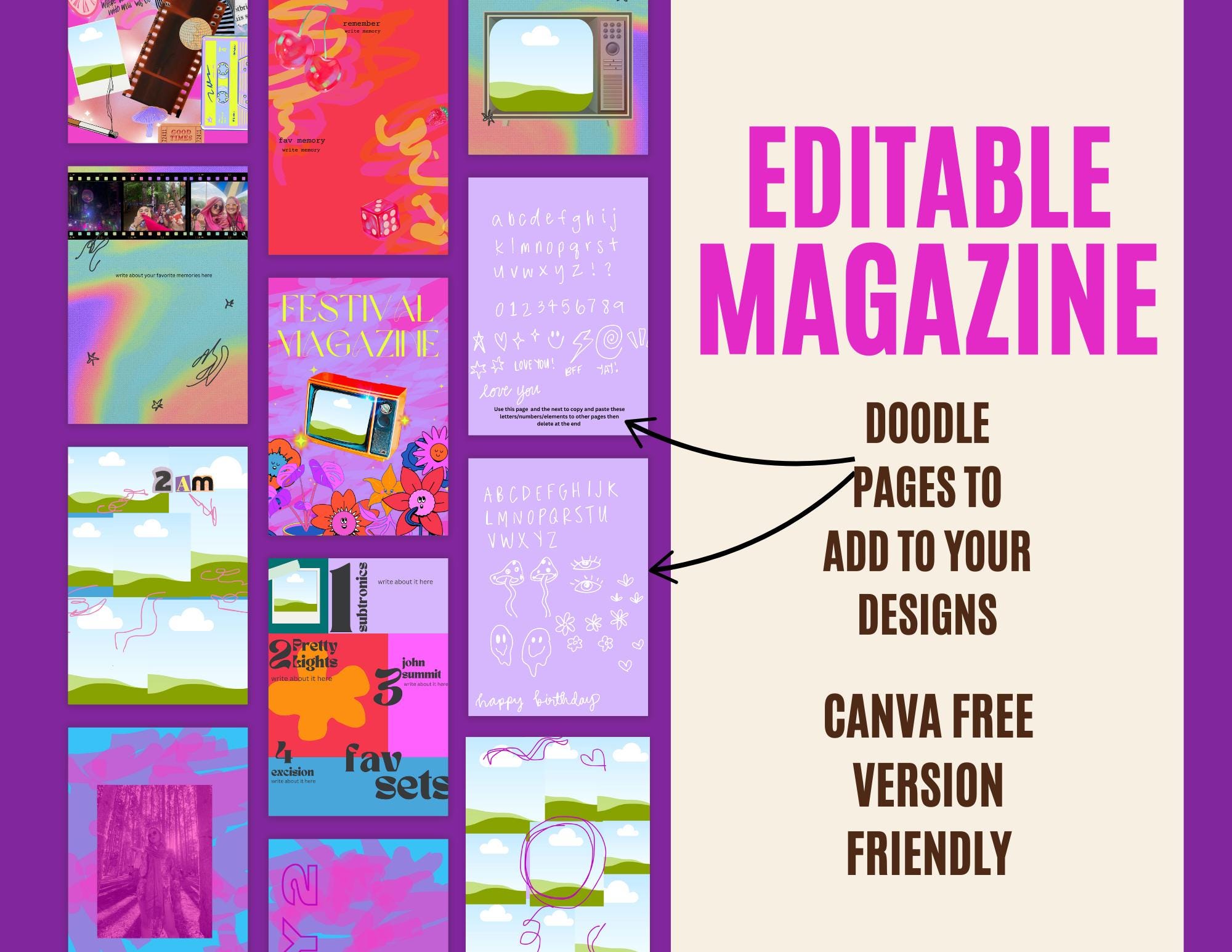 Festival/trippy Theme Magazine CANVA Template DIY Unique Customizable ...