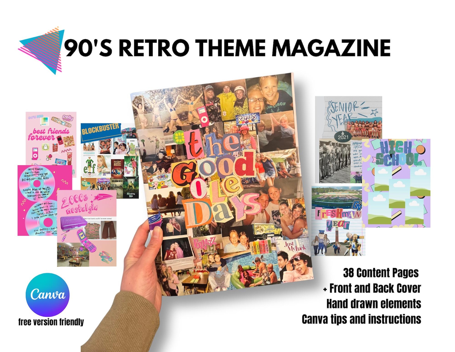 The Good Ole Days Retro 90s/2000s Birthday Magazine Canva Template Free ...