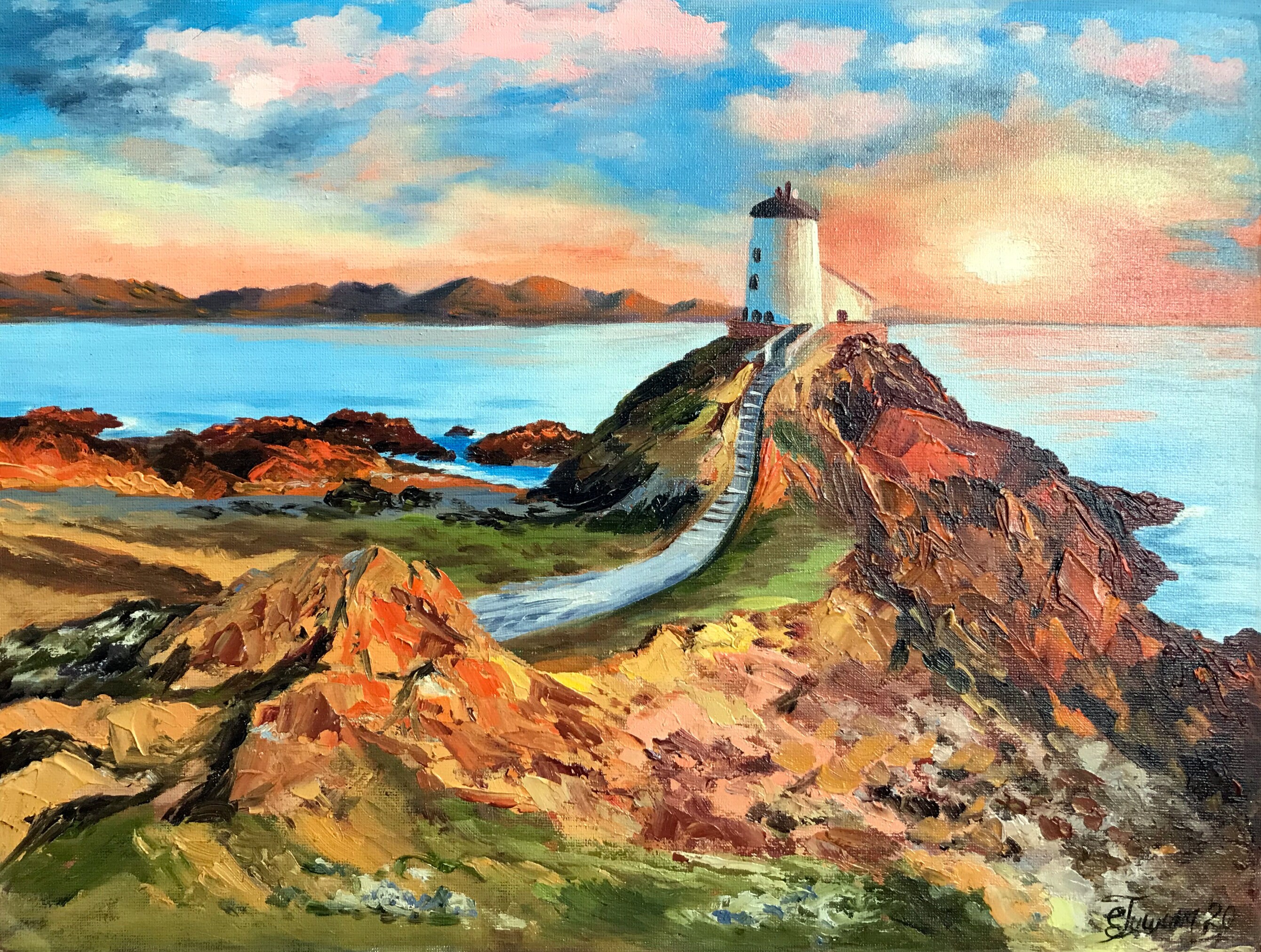 Lighthouse Painting Seascape Original Artwork Lighthouse Wall | Etsy