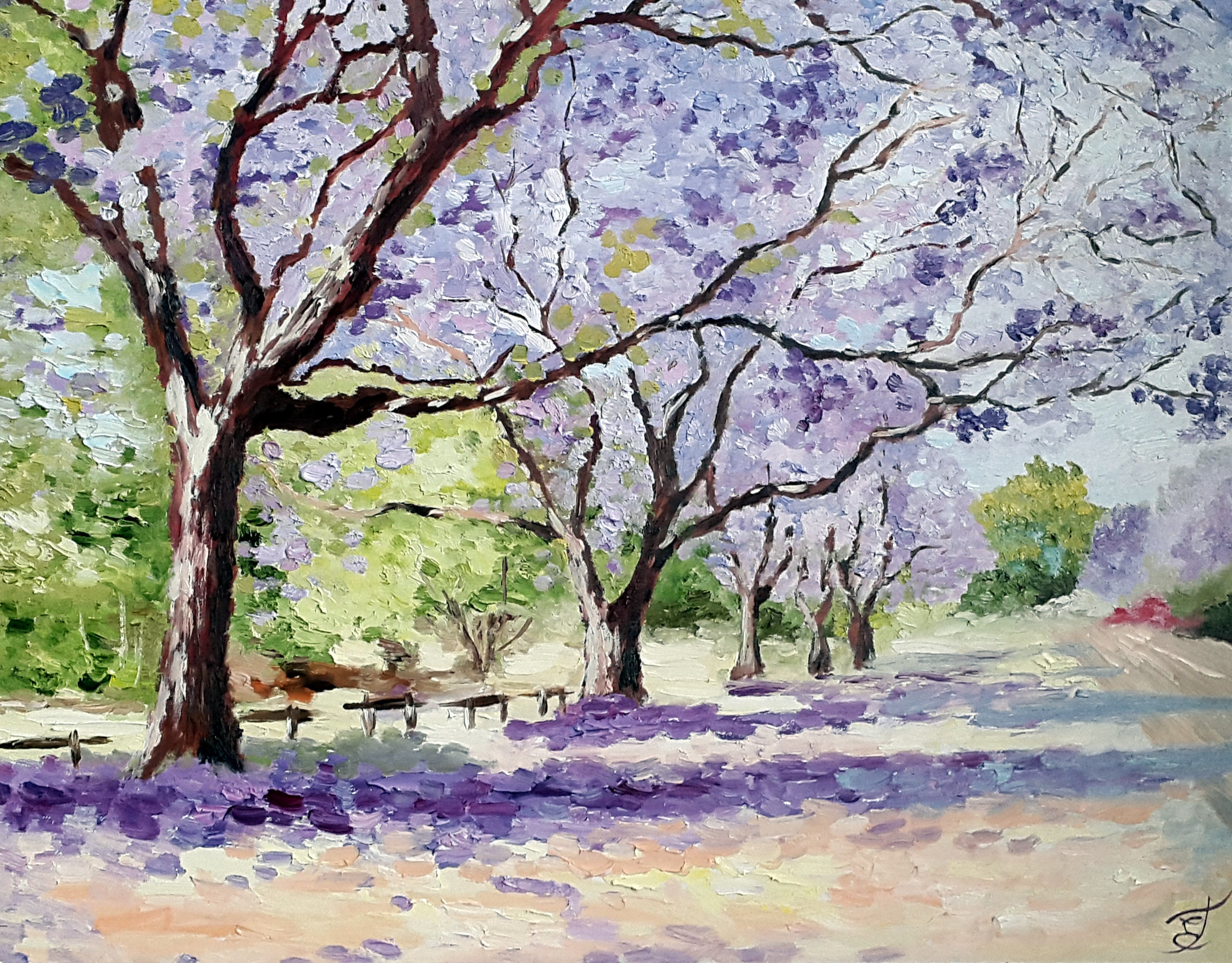 Jacaranda Tree Painting Landscape Original Art Blooming Tree | Etsy
