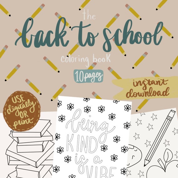 Back to School Coloring Book/ Digital Coloring Book/ Printable - Etsy