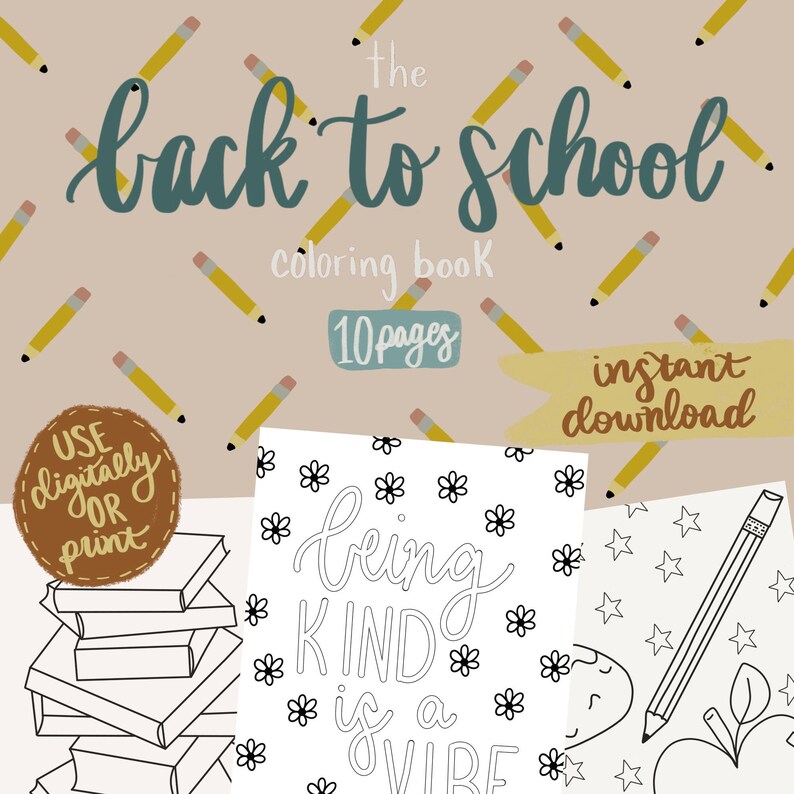 Back to School Coloring Book/ Digital Coloring Book/ Printable Coloring ...